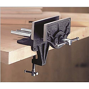 Groz Portable Woodworking Vise, 6-Inch, Clamp on or Bolt to Bench, Cast Iron with "Toe-in" Feature (39006)
