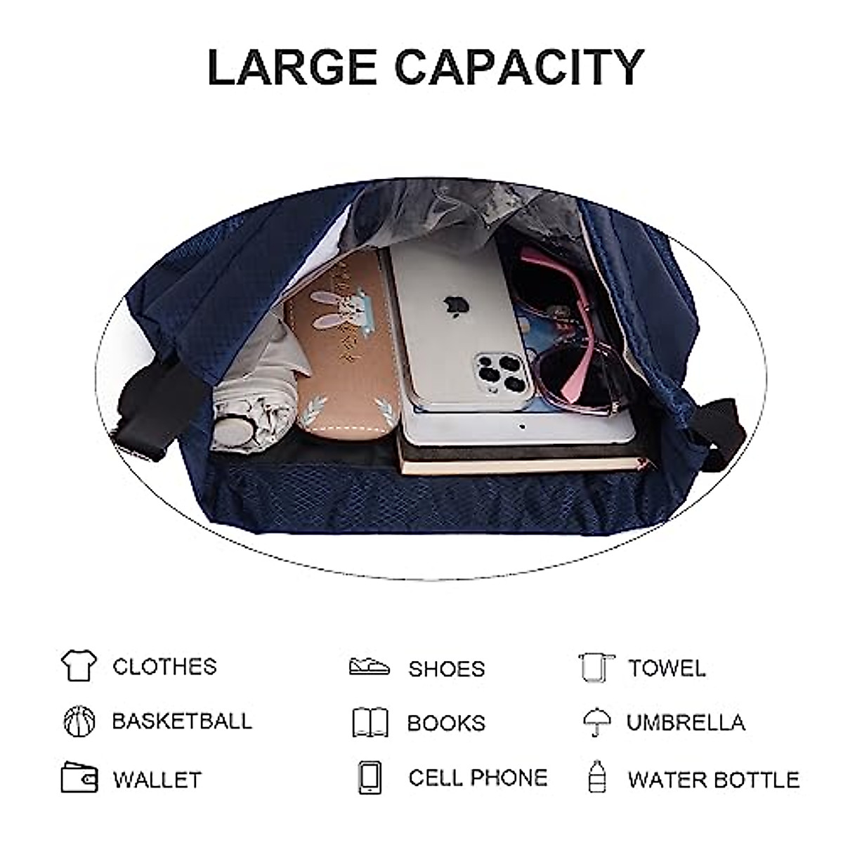 BONVEN Drawstring Backpack Drawstring Bags for Men Women Water Resistant String Backpack with Shoe Compartment Sport Gym Bag