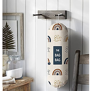 XIKAINUO Funny Rainbow Pattern Kitchen Grocery Bag Storage Holder, Washable Canvas Grocery Shopping Bags, Hanging Trash Bag Dispensers, Home Kitchen Bathroom Farmhouse Decor for Women Mom Grandma Gift