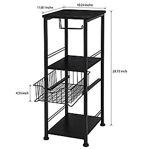 Bathroom Shelf 3 Tier Bathroom Storage Cabinet Freestanding Tower Rack with Drawer Floor Towel Storage Stand with Toilet Paper Hanger Narrow Storage Organizer Rack for Laundry Room Bedroom Black