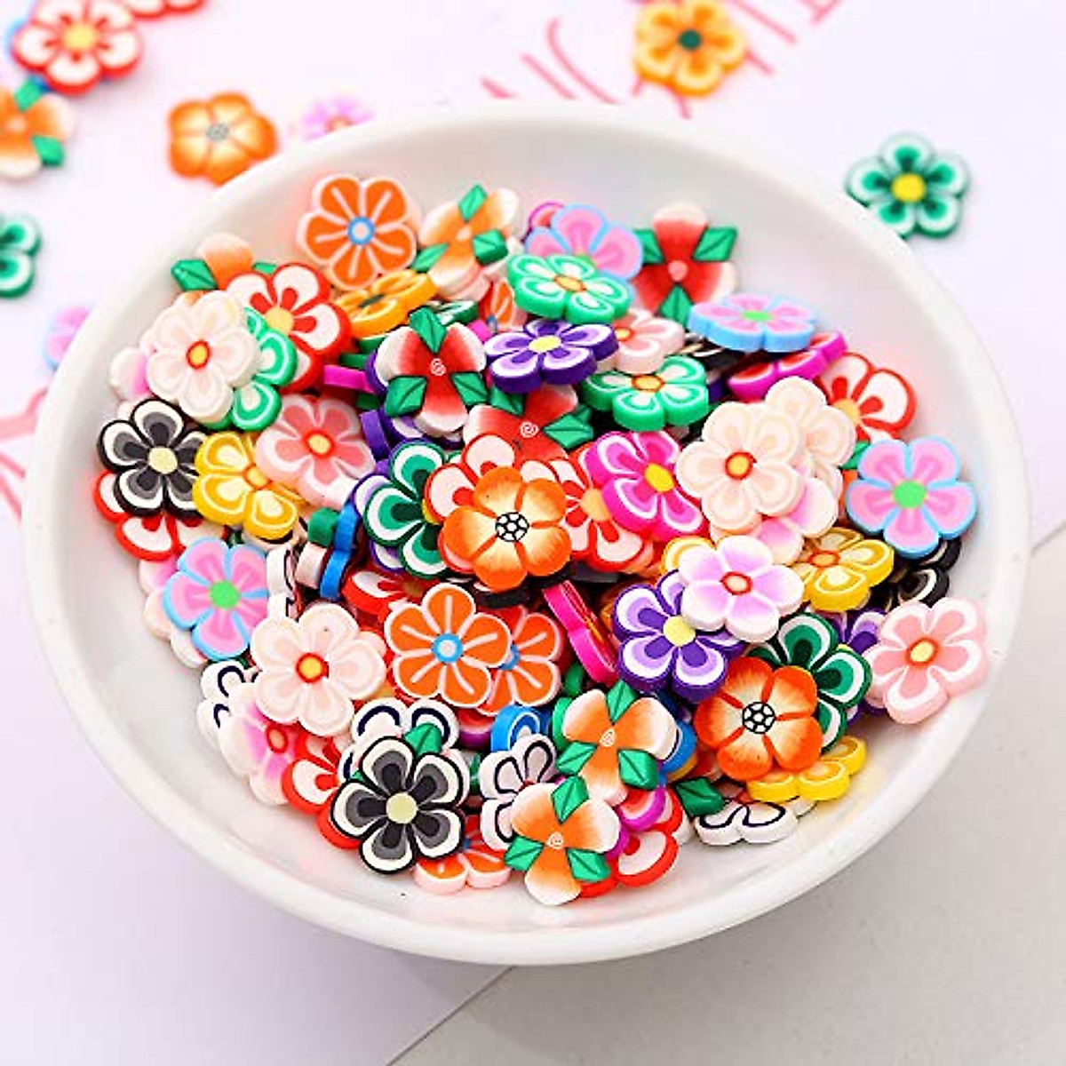 Fake Mini Flowers Slices Polymer Clay for Slime Putty Scrapbooking Embellishments Decorations Nails Arts and Crafts Decoration