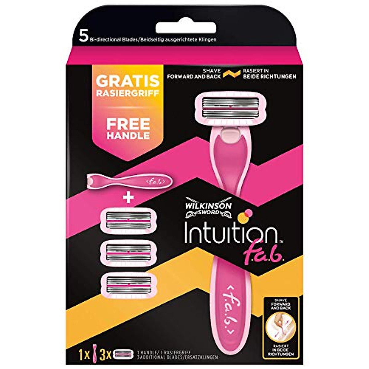 Wilkinson Sword Intuition F.a.b. Value Pack with 3 Free Blades and Shaver – Pack of 3)