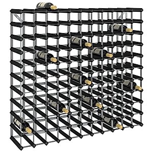 Tidyard 120 Bottles Wine Rack Black Pine Wood Liquor Display Cabinet Wine Stand Galvanized Steel for Living Room, Kitchen, Pub, Bistro, Bar 43.3 x 8.9 x 39.6 Inches (W x D x H)
