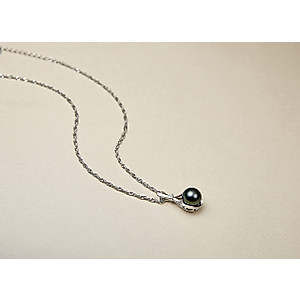 Red Lychee Genuine Black Pearl Necklace AAAA Quality 10 mm Round South Sea Cultured Tahitian Black Pearl Pendant Necklace with Certified Moissanite Gift for Women Wife Mom 18 inches