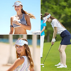 Marrywindix 1 Piece of Silver Sport Wear Athletic Visor Sun Sports Visor Hat Laser Visor Adjustable Cap for Women and Men (One Size)