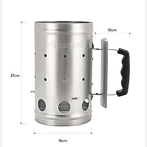Charcoal Chimney Starter | BBQ Chimney Starter for Charcoal Grill and Barbecues, Compact Easy to Use Chimney Starters and BBQ Grill Tools (Color : Silver, Size : 16 * 27cm)