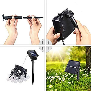 Ussea Solar , 50 LED 24ft 8 Modes Waterproof String Lights Outdoor Fairy Lights Globe Crystal Balls Decorative Lighting for Garden Yard Home Party Wedding Christmas Decoration