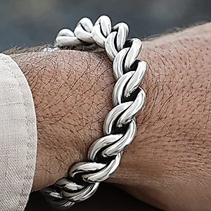 VY JEWELRY Heavy Power Big 12MM - 925 Solid Sterling Silver Cuff Bangle Bracelets – Made in Thailand