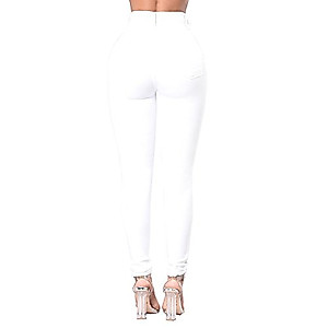 FISCLOSIN Women Colombian Design,Butt Lift,Sexy Skinny Jeans,Stretch Denim Pants,White,Large
