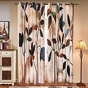 subrtex Printed Curtains Room Darkening for Bedroom Living Room Kids Room Dining Room Valance Colorful Window Drapes 2 Panel Set (52'' x 63'', Brown)