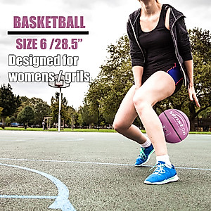 Senston Women's Basketball Size 6, Glow in The Dark Basketball Ball for Girls Womens, Luminous Basketballs 28.5" with Pump