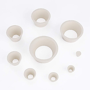 Labasics Filter Adapter Cones, Durable Tapered Collar Rubber Stopper Buchner Funnel Flask Cones Adapter Set, Wear Resistance Smooth Surface, Pack of 9, White