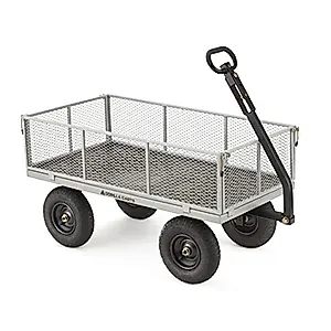 Gorilla Carts GOR1001-COM Heavy-Duty Steel Utility Cart with Removable Sides, 1000-lbs. Capacity, Gray