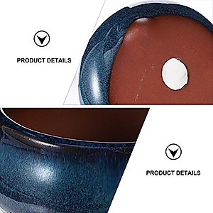 Happyyami 2pcs Round Ceramic Bonsai Flower Pots Ceramic Succulent Bowl Succulent Pots Planter with Drainage Hole Home Decoration