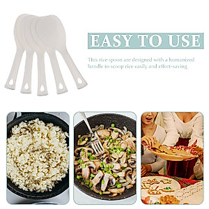Luxshiny 10pcs Plastic Rice Paddle Standing Rice Spoon Spatula Non-stick Rice Scooper Rice Cooker Spoon for Kitchen Restaurant White