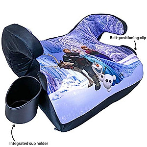 KidsEmbrace Disney Frozen Backless Booster Car Seat with Seatbelt Positioning Clip, Elsa, Anna, Olaf and Kristoff
