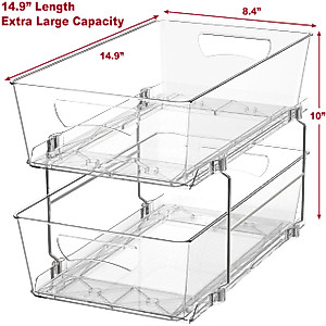 Simple Houseware 2 Tier Basket Drawer Cabinet Pull-Out Organizer, Clear