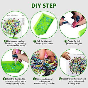AILLOVCOL 5D Diamond Painting Kits for Adults,5D Diamond Art Kits for Adults Kids Beginner,Special Shape Rhinestone Diamond Painting for Gift Home Wall Art Decor 11.8x11.8inch (Tree-2)