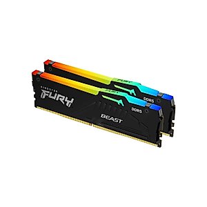 Kingston FURY Beast 64GB (2x32GB) 5600MT/s DDR5 CL36 RGB Desktop Memory Kit of 2 | Infrared Syncing | AMD Expo | Plug N Play | KF556C36BBEAK2-64