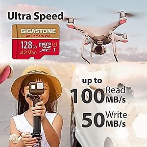 [5-Yrs Free Data Recovery] Gigastone 128GB 2-Pack Micro SD Card, 4K Camera Pro, 4K Video Recording for GoPro, Action Camera, DJI, Drone, R/W up to 100/50 MB/s MicroSDXC Memory Card UHS-I U3 A2 V30