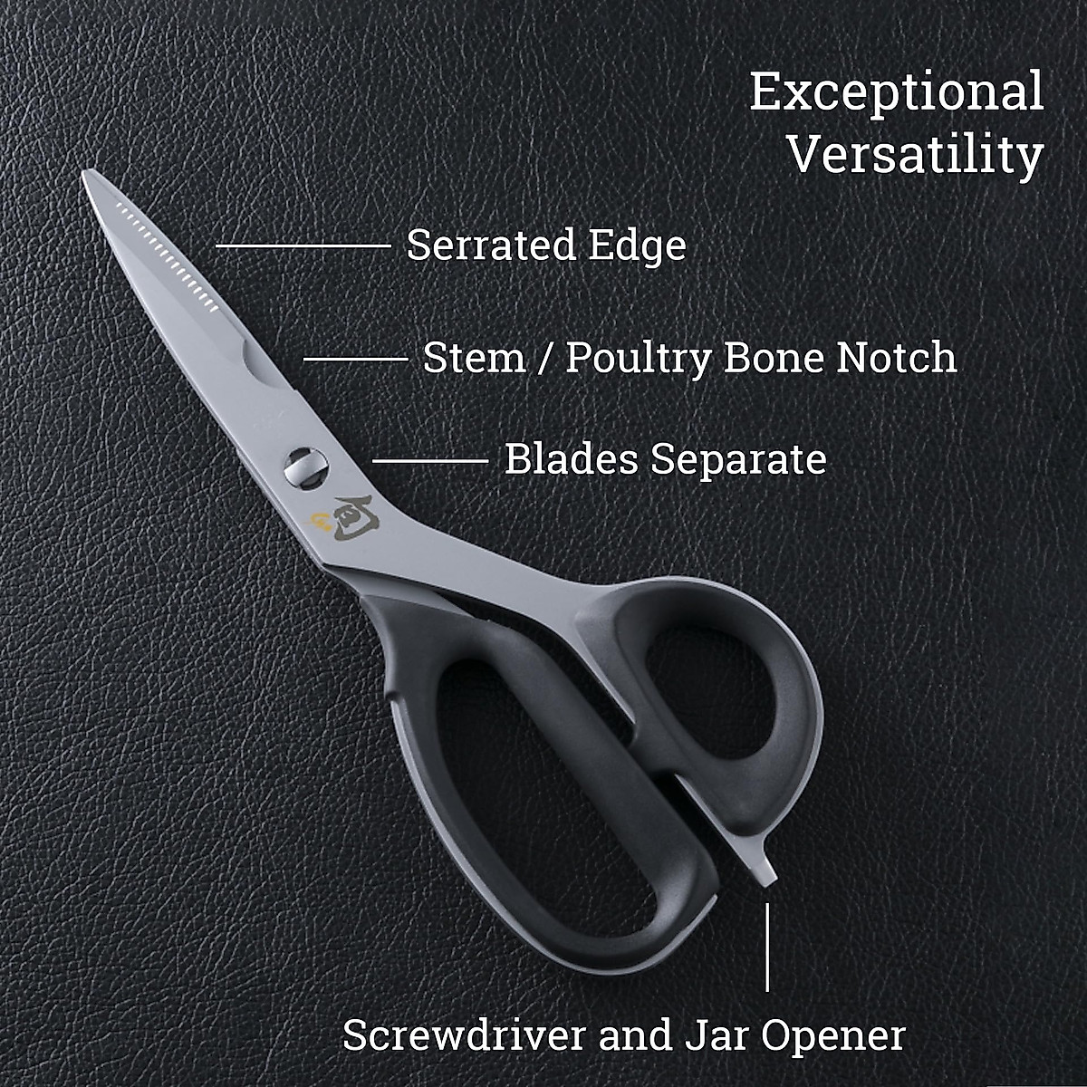 Shun Cutlery Kitchen Shears, Stainless Steel Cooking Scissors, Blades Separate for Easy Cleaning, Comfortable, Non-Slip Handle, Kitchen Shears Heavy Duty
