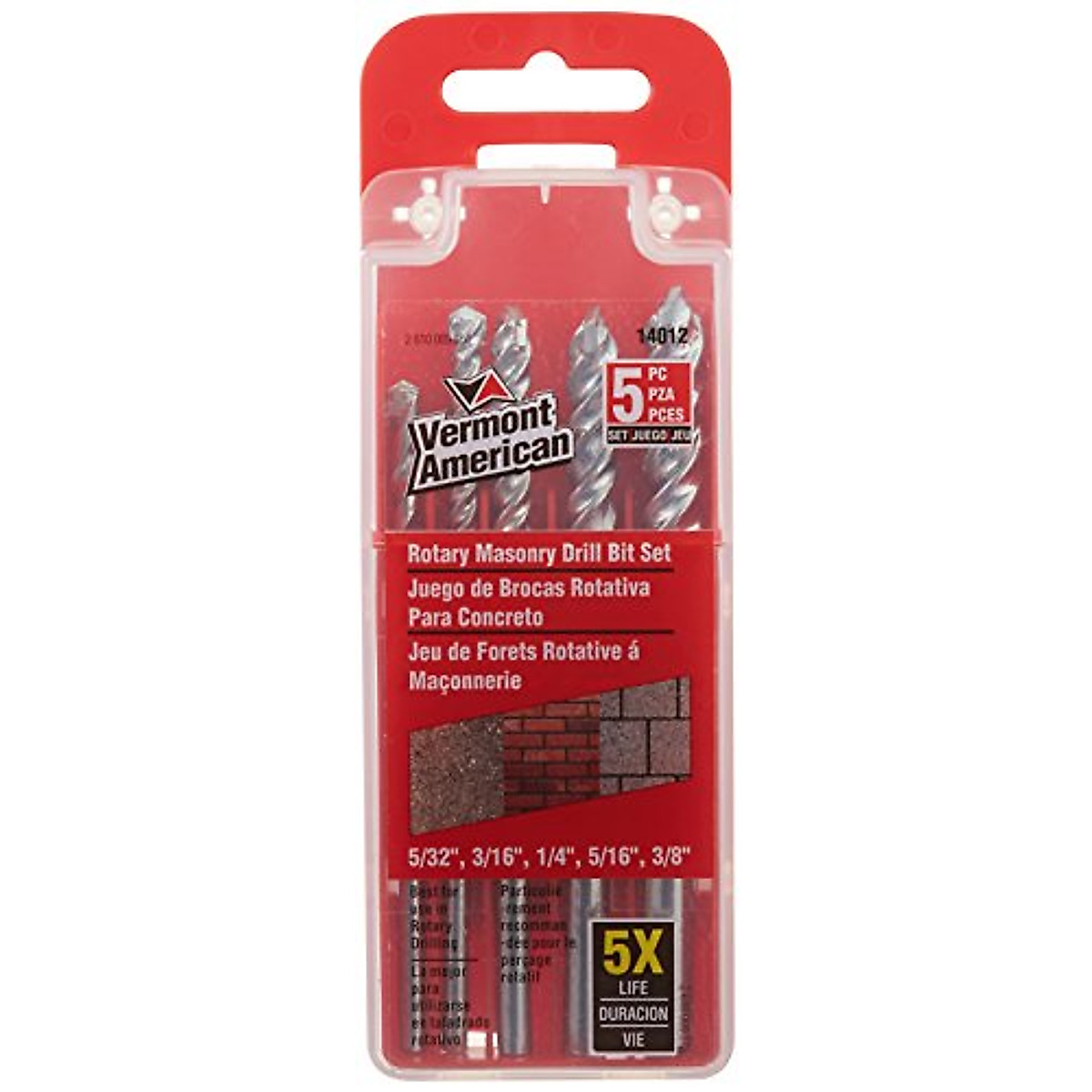 Vermont American 14012 5 Piece Masonry Drill Bit Set