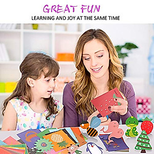 Fun Paper-Cut Set,Origami Paper Art; Scissor Skills Activity Cutting Book; Kids Scissors Crafts Kits Preschool-120 Pages with A Pair of Child-Safe Scissors Beginners Trainning and School Learning