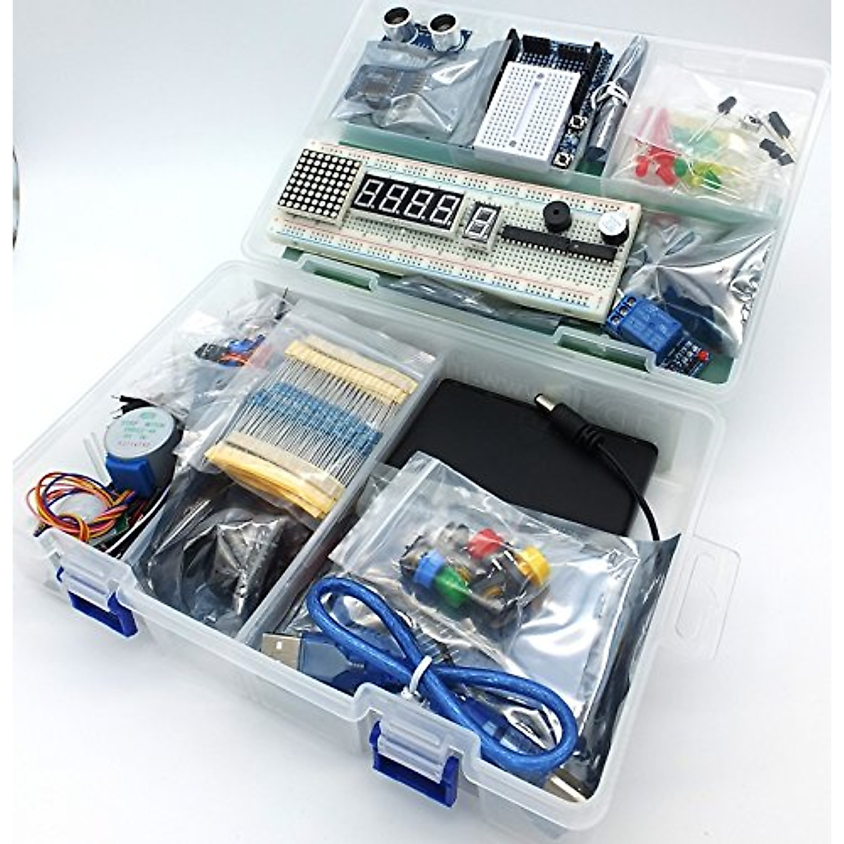 MEGA 2560 Starter Kit Ultra (100% Arduino IDE Compatible) w/Battery Holder, Sensors, Modules, Resistor kit and Components (no Supply)