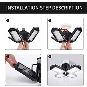 6Pack LED Garage Lights, 100W Deformable LED Lighting 10000LM E26 Daylight 6000K Super Bright Adjustable Lights for Warehouse