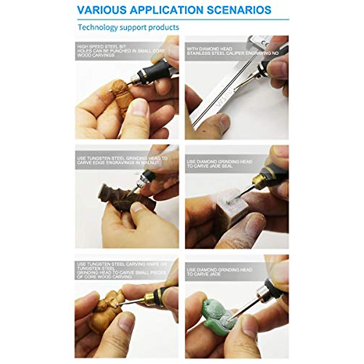 Rechargeable cordless Electric Micro Engraver Pen Mini DIY Engraving Tool Kit for Metal Glass Ceramic Plastic Wood Jewelry with 30 Bits and 16 Stencils and 1 Scriber Pen (silver)