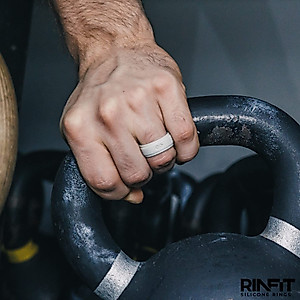 Rinfit Silicone Rings for Men - Mens Silicone Wedding Band - Infinity Silicone Ring Men - Rubber Wedding Rings - Patented Design - SetC, Size 12