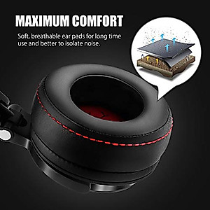 OneOdio Hi-Res Over Ear Headphones for Studio Monitoring and Mixing, Sound Isolation, Protein Leather Earcups, 50mm Driver Unit, Wired Headphones for AMP Guitar Keyboard (Pro-50)