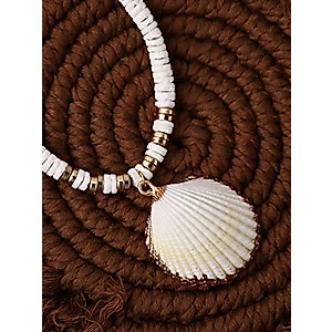 MINACHI Bohemian White Seashell Necklace, Summer Beach Shell Charm Necklace Gifts for Women