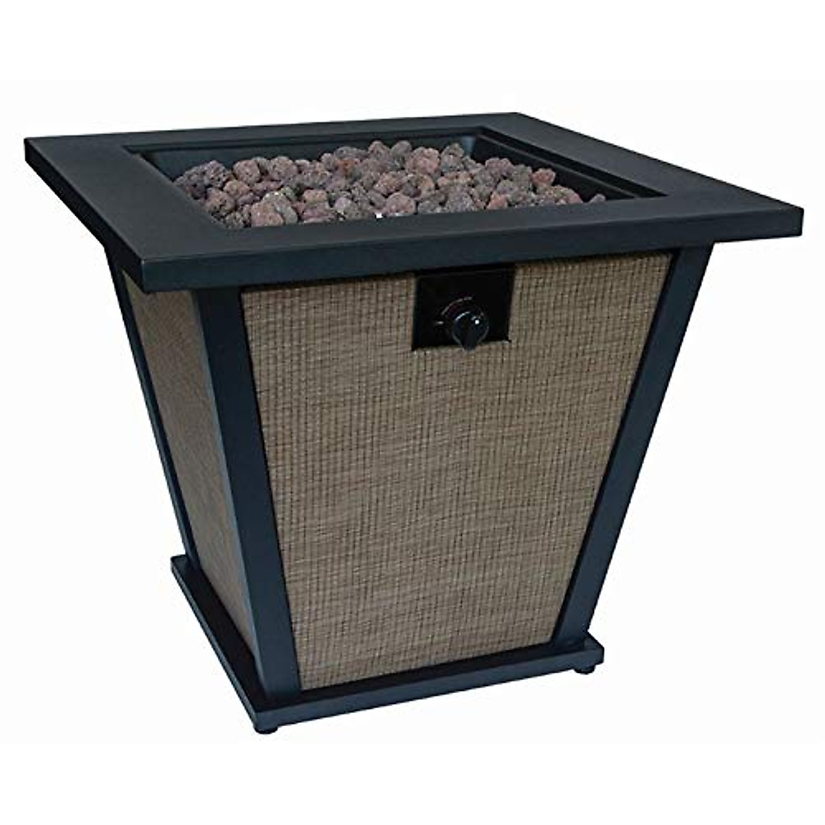 Bond Manufacturing 52137 Brently 28" Square 50,000 BTU Gas Fire Pit Table, Black/Tan