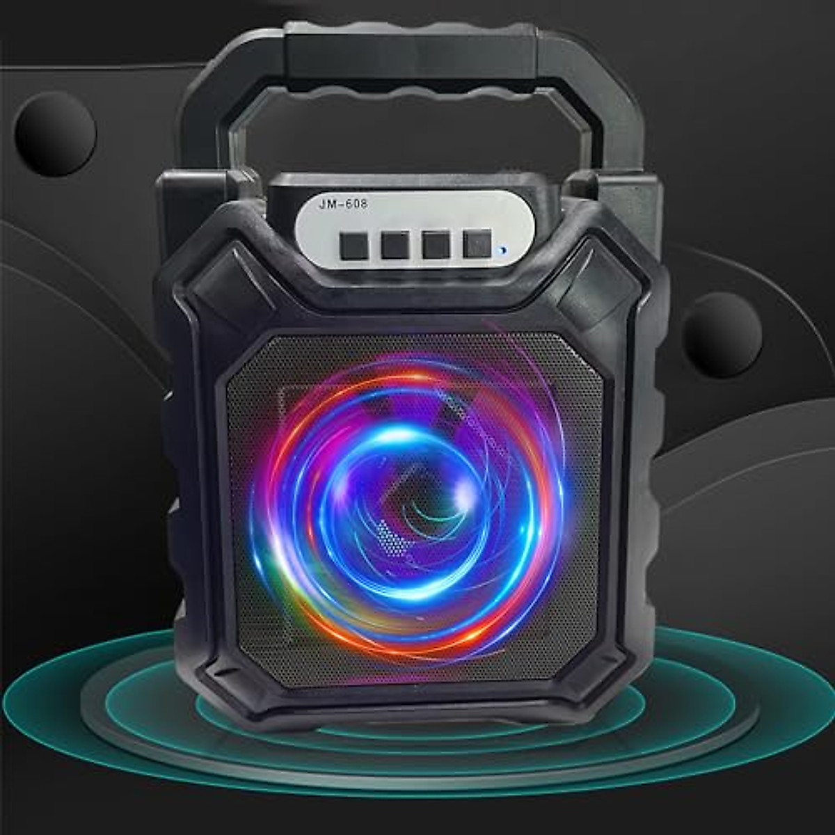 GBSELL Wireless Bluetooth Speaker, Outdoor Portable Stereo with Colourful Running Lights, Portable Mini Stereo, 18-Hour Playtime Outdoor Speaker for Home Party (Black)