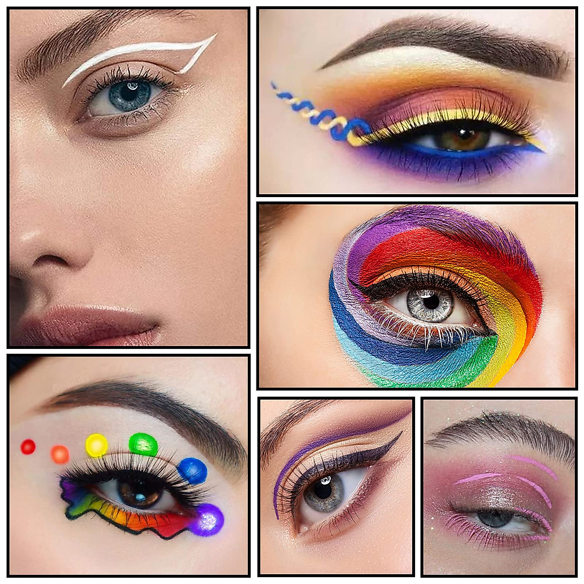 Permotary 16 PCS Matte Colorful Liquid Eyeliner Set Neon Eye Liners Pen,Waterproof Long Lasting Quick Dry Rainbow Eyeliner Eyeshadow Pencil Makeup Kit Gift for Women Girls