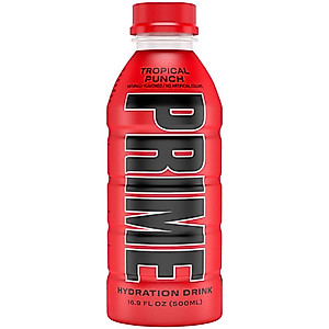 Prime Hydration Drink Tropical Punch, 16.9oz Bottles, 6 Units, With V2U Custom Koozie