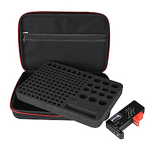 Battery Organizer Storage Box with Tester:Battery Vault Case Fireproof Waterproof Explosionproof Holder Box with Tester BT-168 Checker Carrying Case Container Bag Fit for 200+ Batteries AA AAA C D 9V