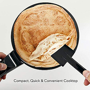 NutriChef Electric Griddle Crepe Maker - Pan Style Hot Plate Cooktop with ON/OFF Switch, Nonstick Coating, Automatic Temperature Control & Plug-in Operation for Kitchen & Countertop - PKCRM08