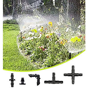 Dianrui 290PCS Drip Irrigation Fittings Kit, Barbed Connectors Parts 1/4'' Barbed Connectors Irrigation Fittings Kit for Garden Lawn Flower Pot Sprinkler Systems K1-042-set