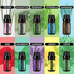 Essential Oil Diffuser Gift Set ，550ml Diffuser & Essential Oil Set, Top 10 Essential Oils, Aromatherapy Diffuser Humidifier with 4 Timer &Auto Shut-Off for & 15 Ambient Light Settings