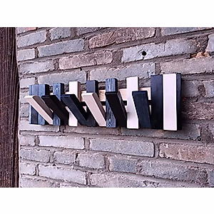 Wood Hooks Wall Coat Hanger Coat Rack Clothes Hanger Entryway Coat Hooks Space-Saving Hanger with 6 Flip-Down Hooks for Hanging