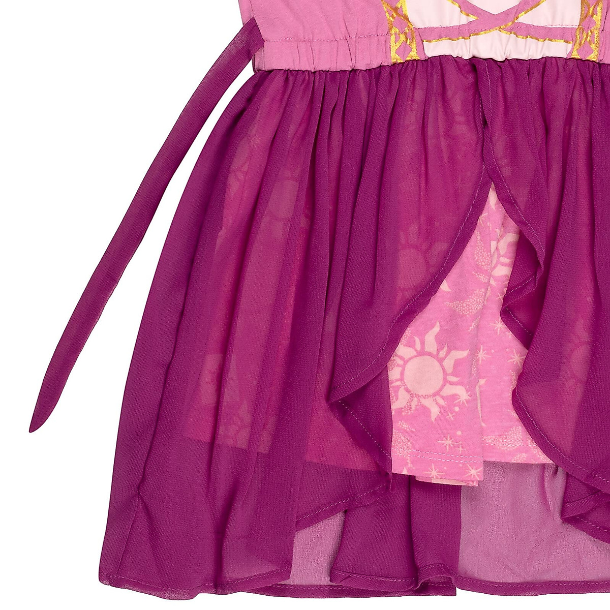 Disney Princess Rapunzel Big Girls Metallic Print Romper With Skirt Overlay 10-12