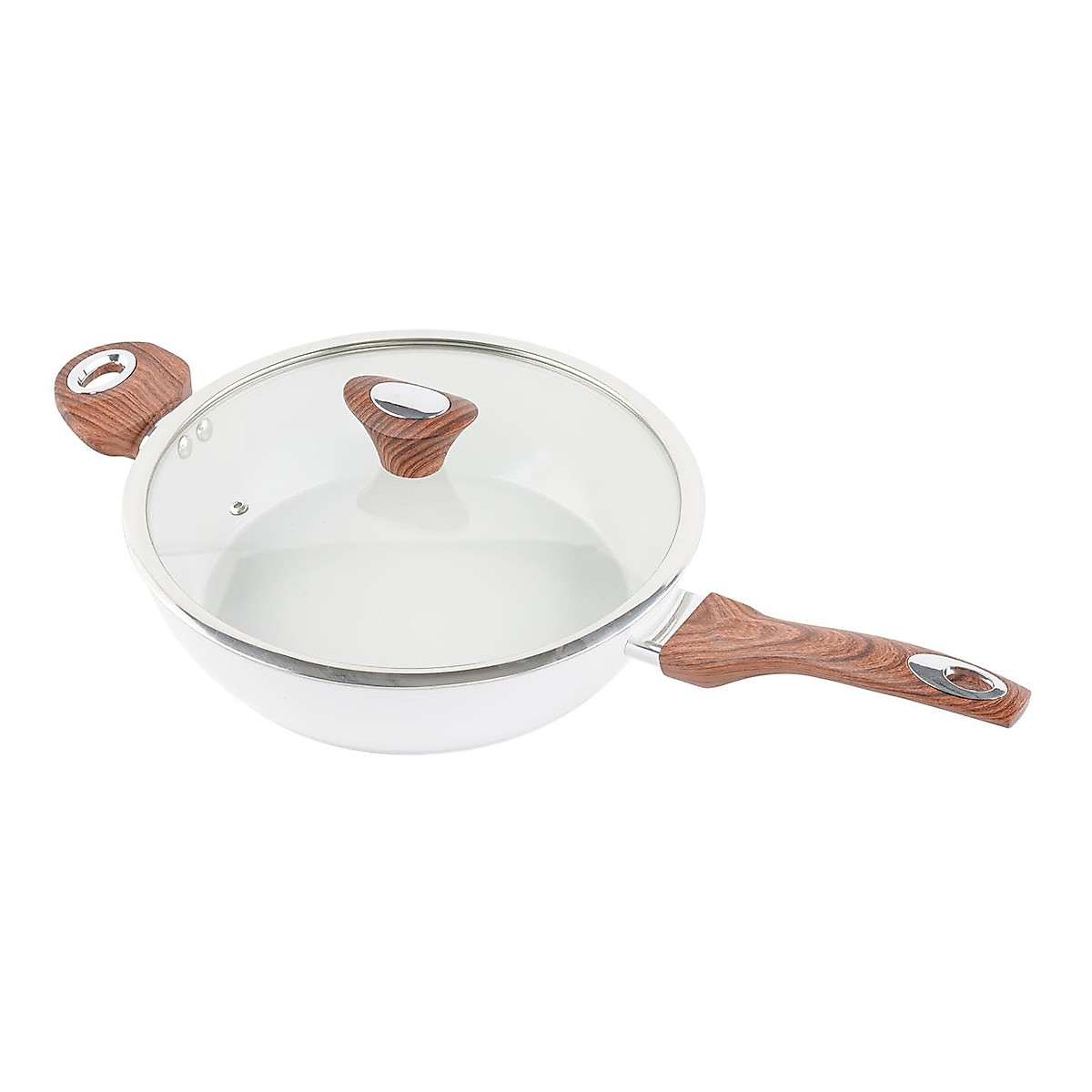 Phantom Chef 11" Deep Frypan 5 Qt Wok | Aluminum Body Non-Stick Ceramic Coating | With Soft Touch Stay Cool Handle | Dishwasher Safe | Non-Toxic PFOA & PTFE Free (Navy)