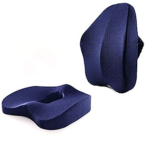 OJOINK Seat Cushion and Lumbar Support Pillow, Office Chair Memory Foam Car Seat Cushion, Ergonomic Desk Chair Cushion for Tailbone, Back Pain, Sciatica Relief