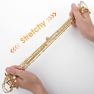 4 Pieces Waist Beads for Women African Belly Beads Chain Elastic Body Beads Chains Beach Beads Chain Bikini Jewelry for Women