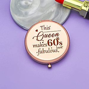 Jielahua 60th-69th Birthday Gifts for Women Rose Gold Compact Mirror 60-69 Year Old Birthday Gifts for Wife Grandmother 60th-69th Birthday Gifts for Mom Nana Christmas Retirement Gifts