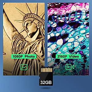 JOYALENS JL246PS 3 Lens HDMI Digital Microscope, UHD 4000× 24MP Biological Microscope with Prepared Slides, Coin Microscope for Full-Size Coin Error Coins, 7'' LCD Screen, Windows PC Compatible, 32GB