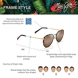 Maui Jim Men's and Women's Noni Polarized Classic Sunglasses, Tortoise w/Gold/HCL® Bronze, Medium