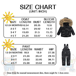 Fumdonnie Boys Snow Pant And Jacket Bib Toddler Snowsuit Winter Baby Clothes 2t Warm Coat